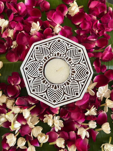 Handcrafted Wooden Tea Light Holder : Utsav – Little Canvas