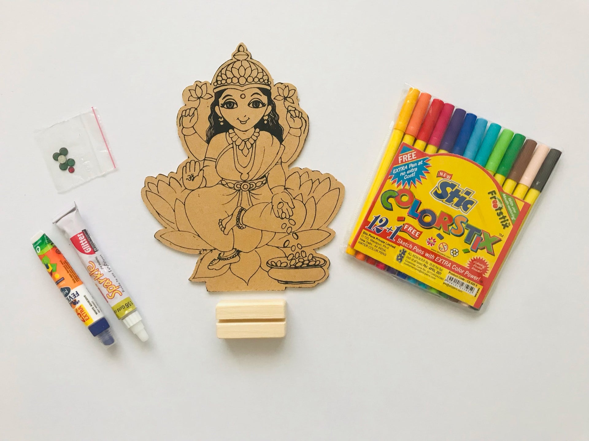 DIY Colouring Wooden Goddess Lakshmi Activity Box – Little Canvas